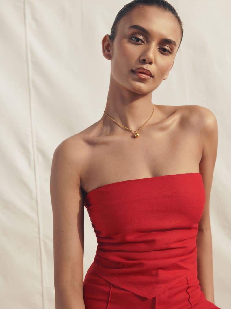 Dillon Linen Top - Strapless | Reformation