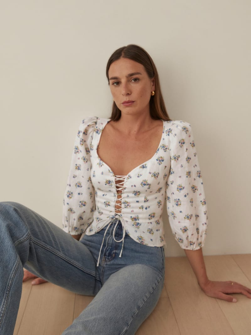 Barrett Linen Top - 3/4 Sleeve | Reformation