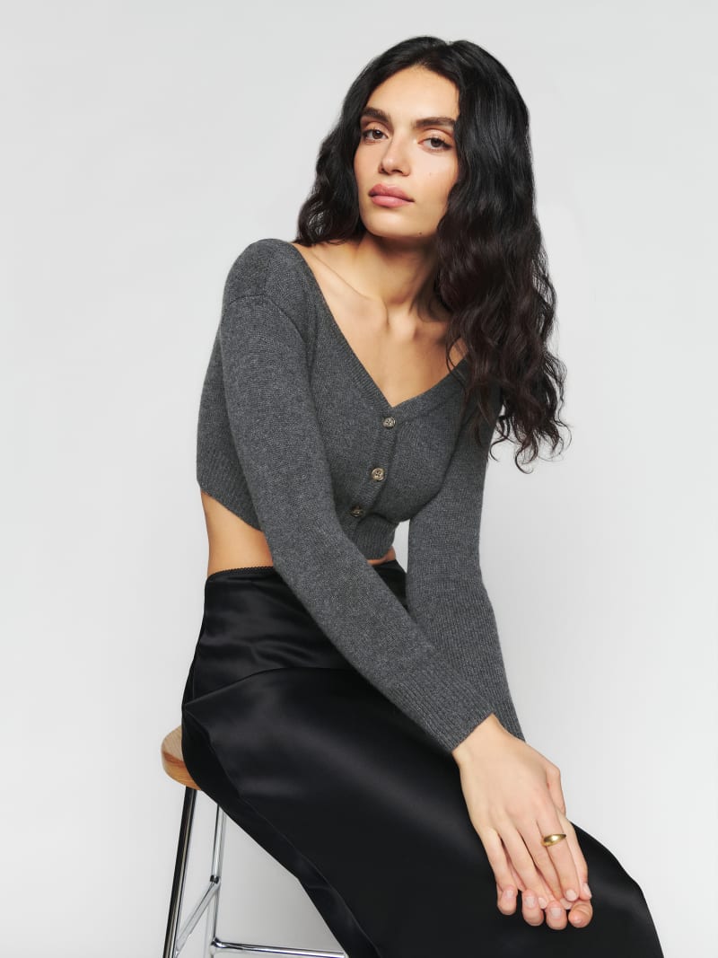 Millie Cashmere Off The Shoulder Cardigan - Sustainable Sweaters ...