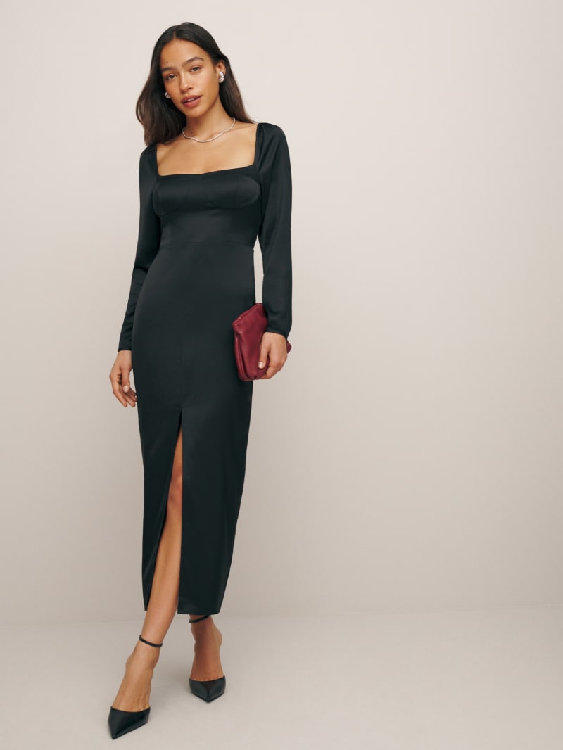 Reyna Satin Dress - Long Sleeve | Reformation
