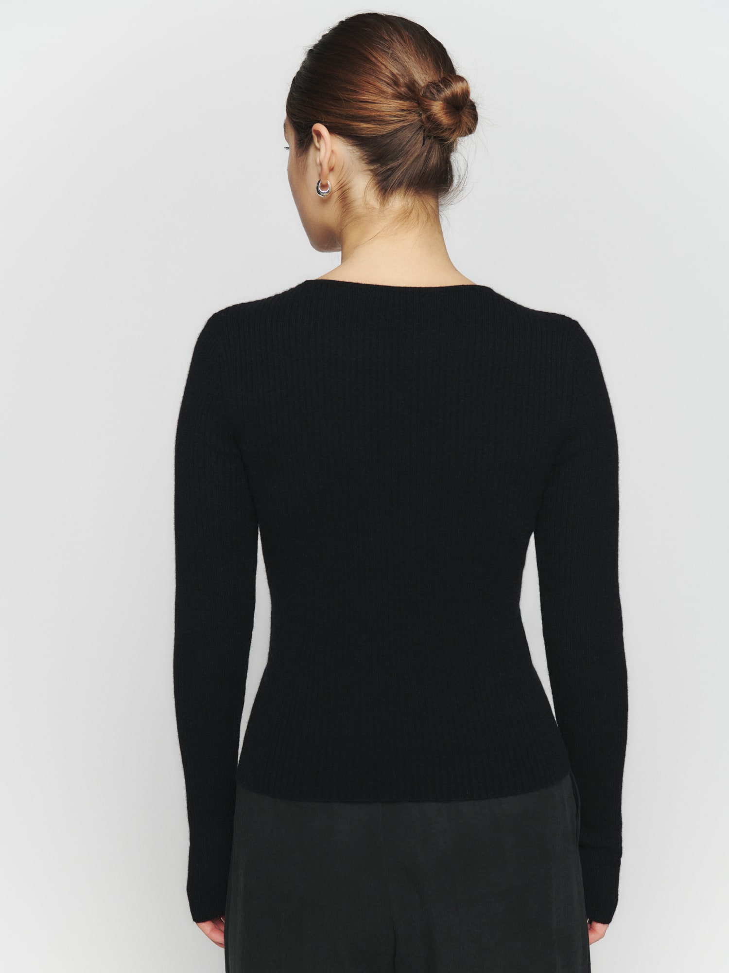 Reformation Alber Cashmere Ribbed Open Back Sweater Black Large MSRP ...