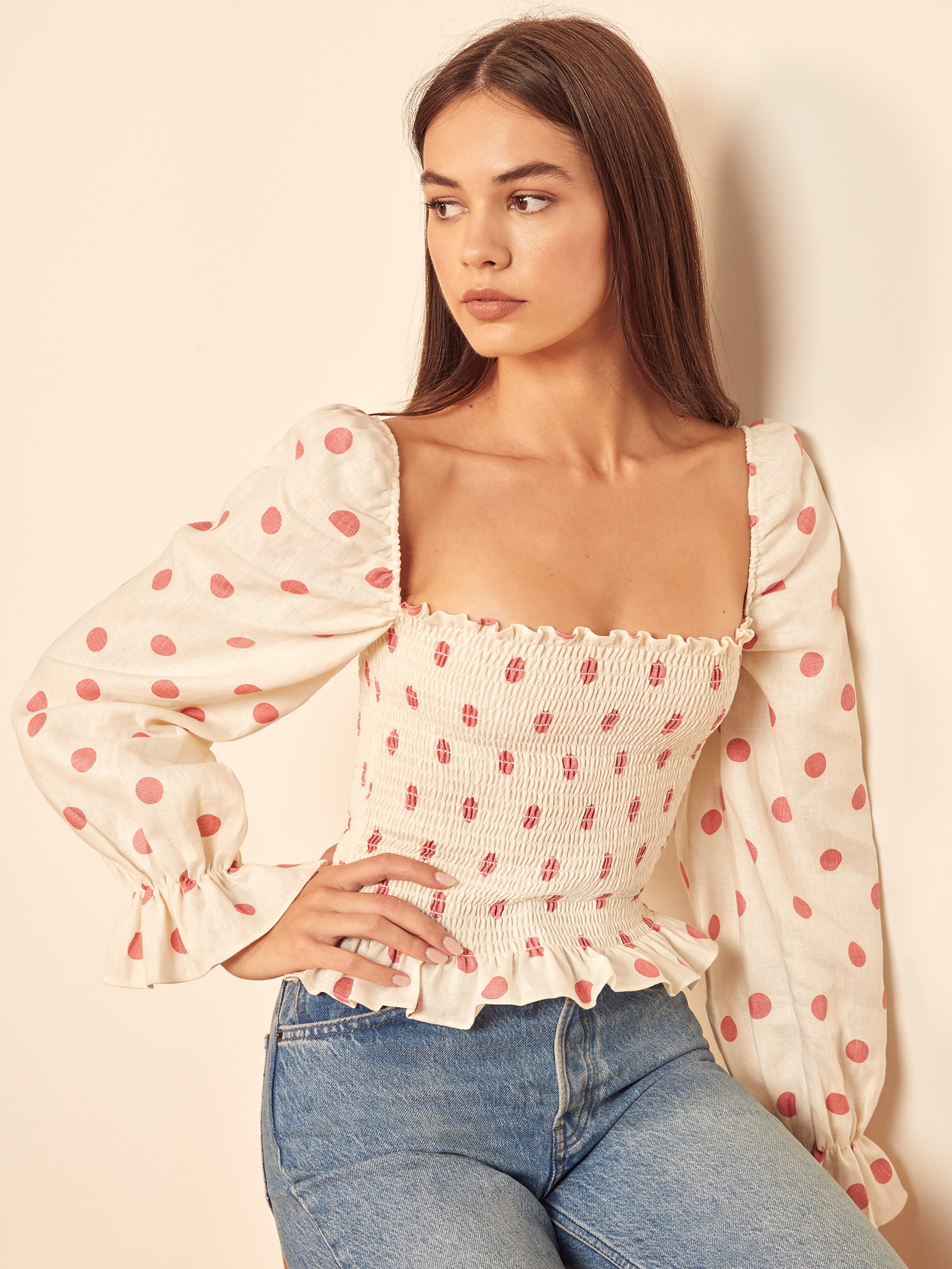 Tangerine Top - Long Sleeve Linen | Reformation