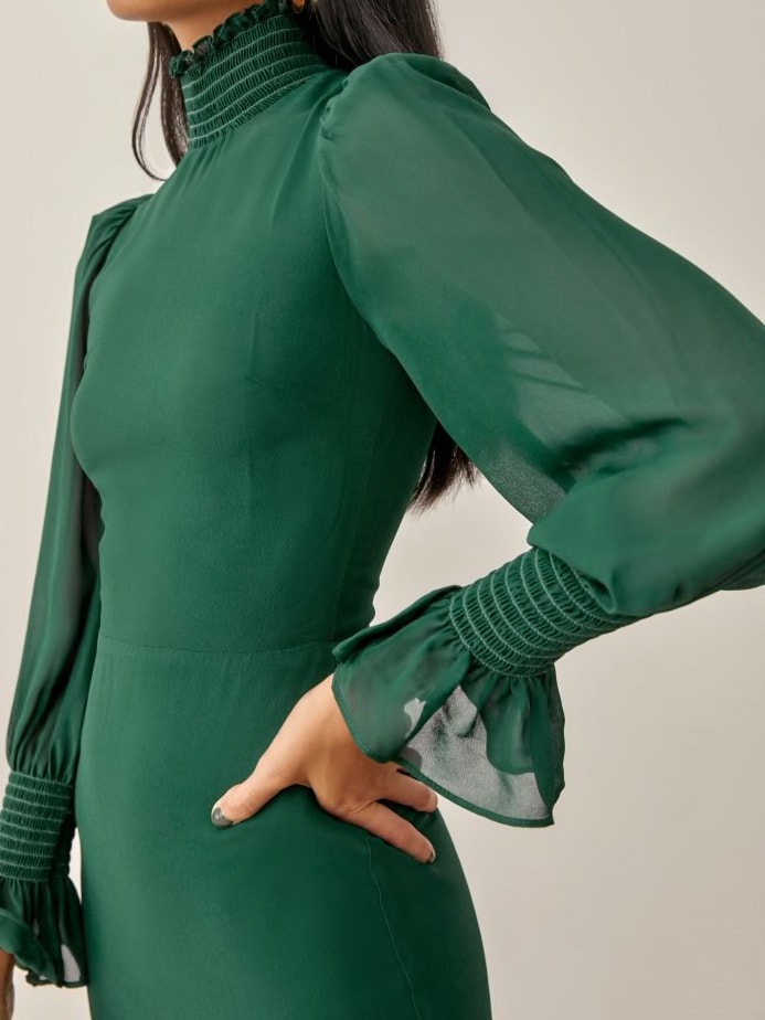 Petites Archie Dress - Long Sleeve Mini Georgette | Reformation