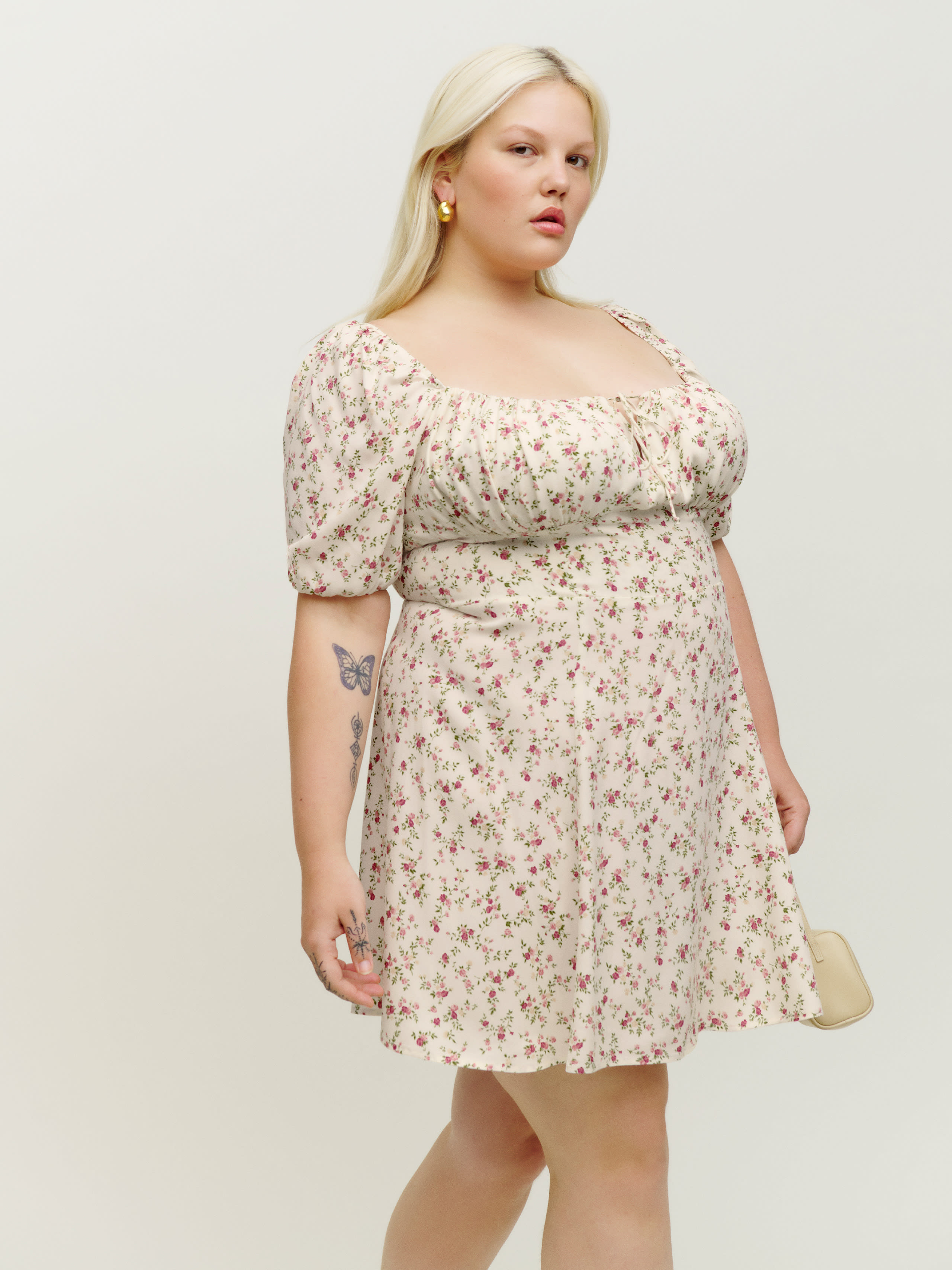 Corbin Dress Es - Short Sleeve Mini Crepe | Reformation