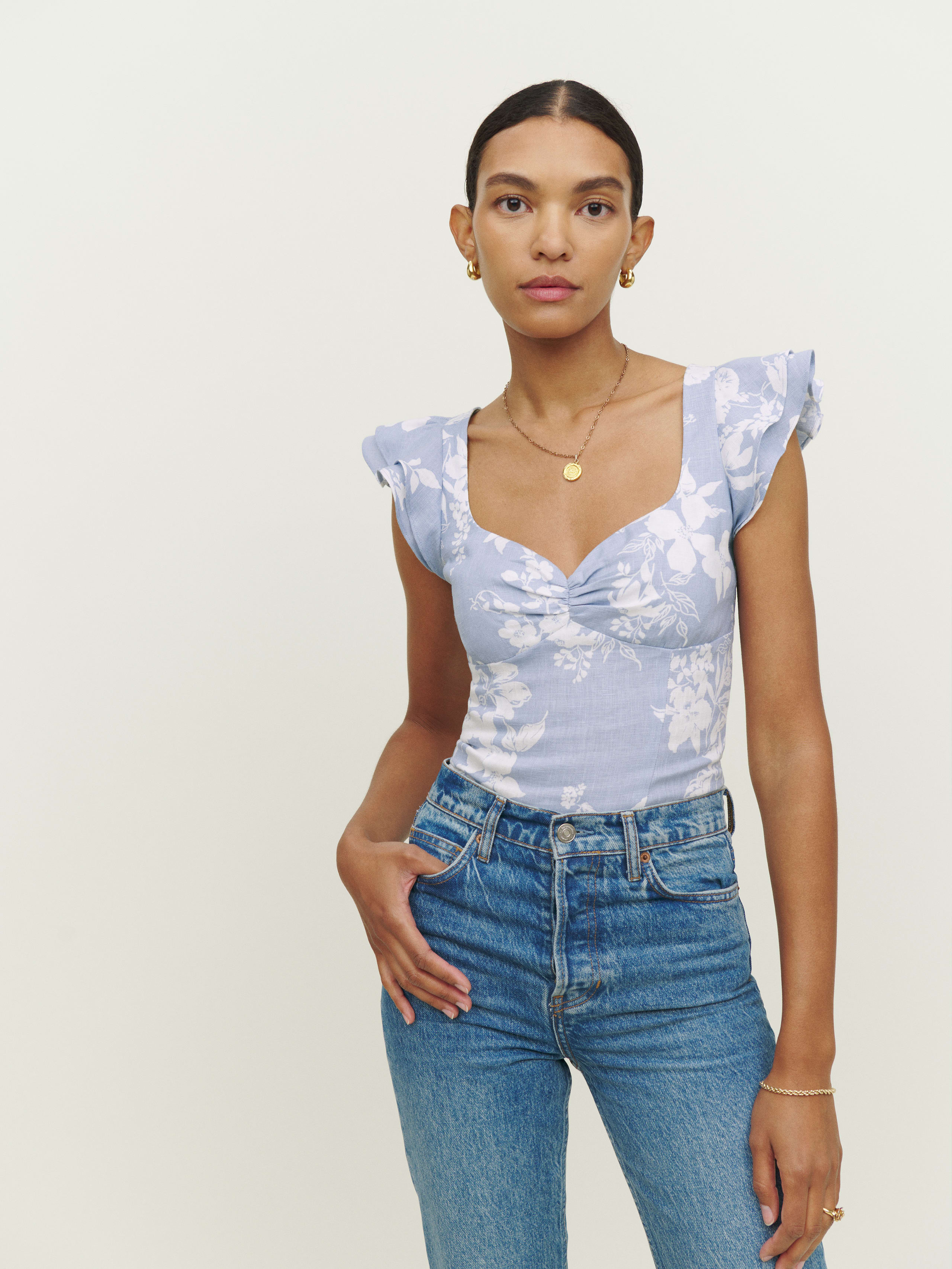 Vivian Linen Top - Short Sleeve Linen | Reformation