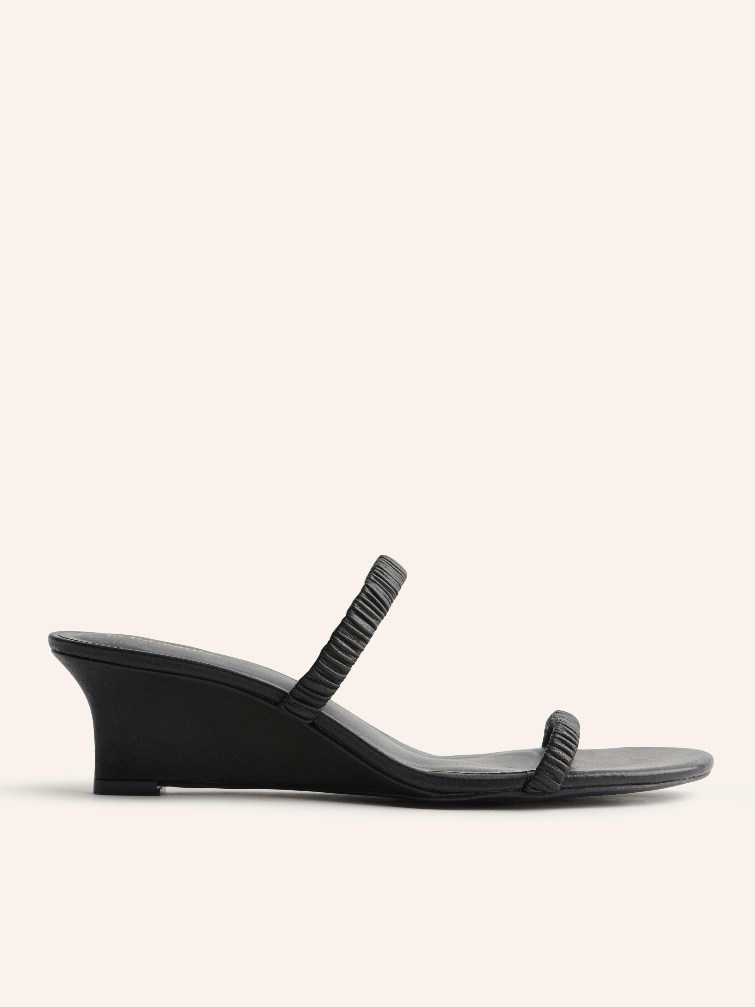 Amaya Ruched Wedge Sandal - Leather Sustainable Shoes | Reformation