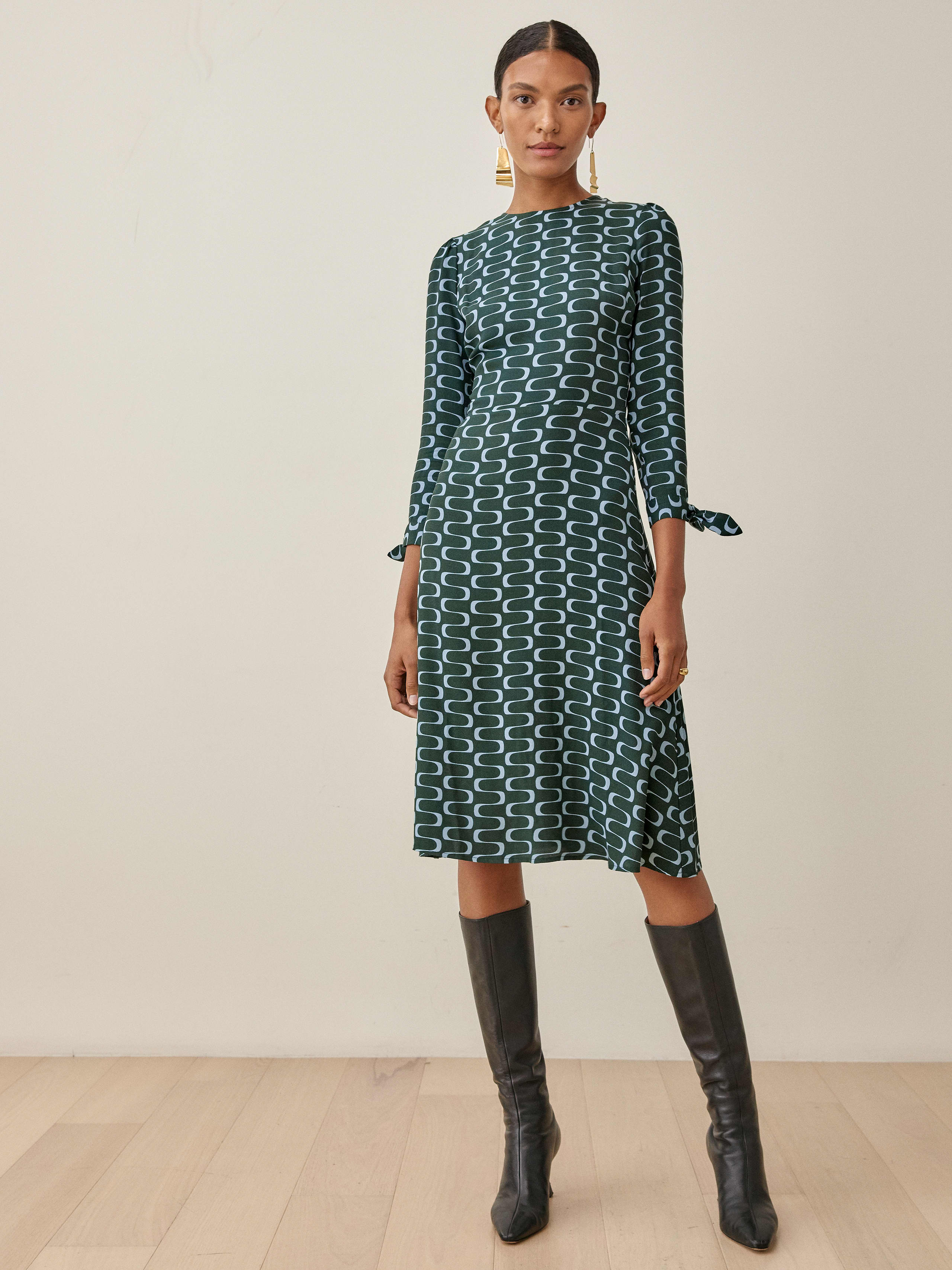 Port Dress - Long Sleeve Midi Crepe | Reformation