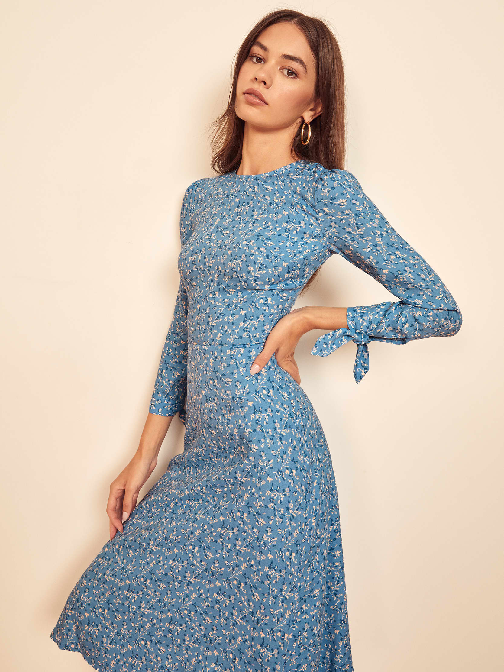 Port Dress - Long Sleeve Midi Crepe | Reformation